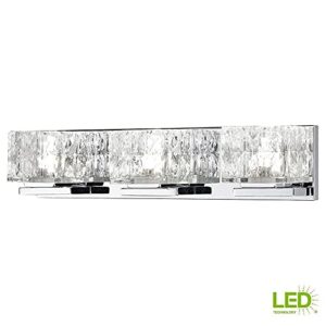 Home Decorators Collection 75-Watt Equivalent 3-Light Chrome Integrated LED Vanity Light with Clear Cube Glass