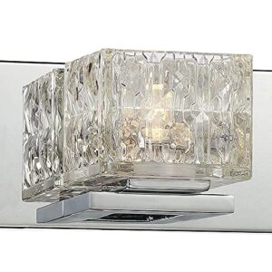 Home Decorators Collection 75-Watt Equivalent 3-Light Chrome Integrated LED Vanity Light with Clear Cube Glass