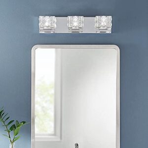 Home Decorators Collection 75-Watt Equivalent 3-Light Chrome Integrated LED Vanity Light with Clear Cube Glass