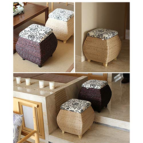 Articles for daily use Rattan Straw Storage Stool, Shoe Changing Stool, Storage Stool wth Cover, Finishing Storage Box, Shoe Ottoman, Sofa, Square Stoolw