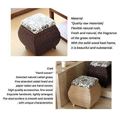 Articles for daily use Rattan Straw Storage Stool, Shoe Changing Stool, Storage Stool wth Cover, Finishing Storage Box, Shoe Ottoman, Sofa, Square Stoolw