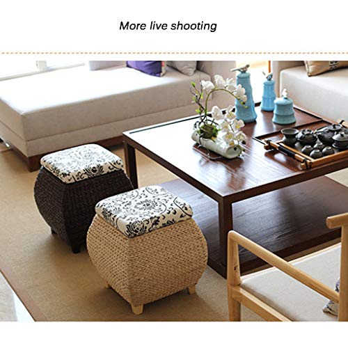 Articles for daily use Rattan Straw Storage Stool, Shoe Changing Stool, Storage Stool wth Cover, Finishing Storage Box, Shoe Ottoman, Sofa, Square Stoolw