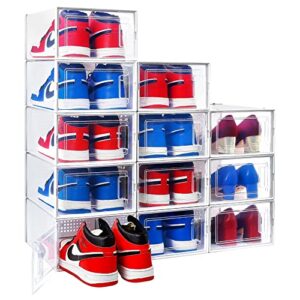 shoe organizer shoe storage boxes, 12 pcs shoe boxes clear plastic stackable, shoe box shoe organizer for closet shoe storage organizer sneaker storage, plastic shoe boxes with lids shoe containers