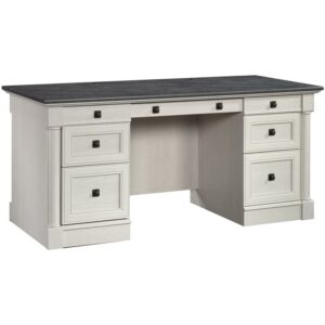 sauder palladia executive home office desk in glacier oak, glacier oak finish