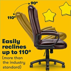 OFIKA Home Office Chair, Comfortable Heavy Duty Design, Ergonomic High Back Cushion Lumbar Back Support, Computer Desk Chair, Big and Tall Chair, Adjustable Executive Leather Chair with Arms (Brown)