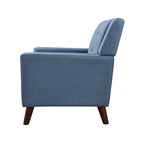 Christopher Knight Home Alisa Mid Century Modern Fabric Arm Chair, Blue and Walnut