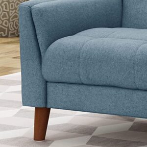 Christopher Knight Home Alisa Mid Century Modern Fabric Arm Chair, Blue and Walnut