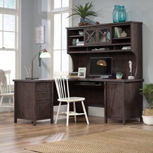 Sauder Costa L-Desk, L: 65.12" x W: 65.12" x H: 30.0", Coffee Oak Finish