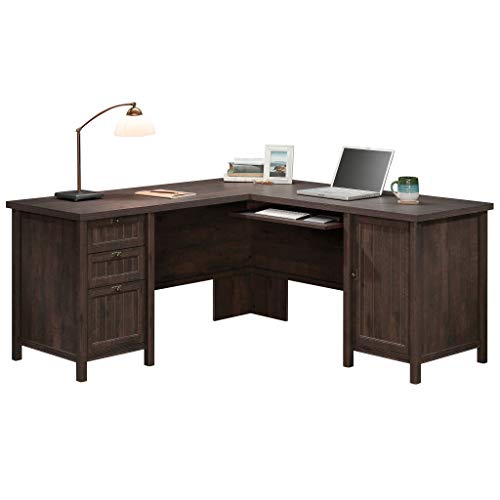 Sauder Costa L-Desk, L: 65.12" x W: 65.12" x H: 30.0", Coffee Oak Finish