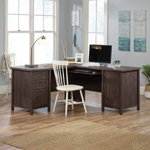 Sauder Costa L-Desk, L: 65.12" x W: 65.12" x H: 30.0", Coffee Oak Finish