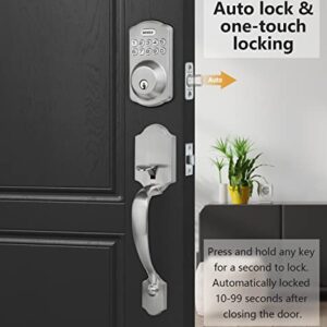 Revolo Electronic Keypad Deadbolt, Keyless Entry Door Lock, Keyed Entry, Auto Lock, Door Lock with Handle, Front Door Handle Sets, Anti-Peeking Password