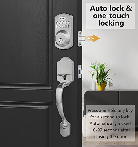 Revolo Electronic Keypad Deadbolt, Keyless Entry Door Lock, Keyed Entry, Auto Lock, Door Lock with Handle, Front Door Handle Sets, Anti-Peeking Password