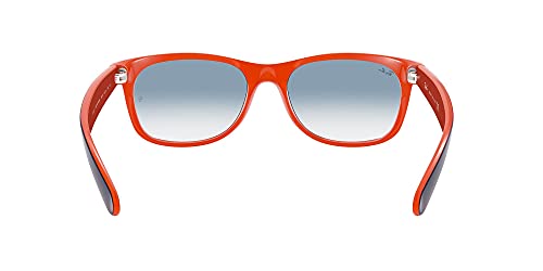 Ray-Ban RB2132 New Wayfarer Square Sunglasses, Blue On Orange/Clear Gradient Blue, 52 mm