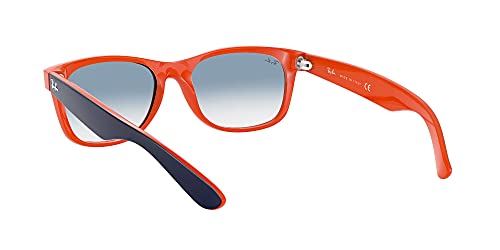 Ray-Ban RB2132 New Wayfarer Square Sunglasses, Blue On Orange/Clear Gradient Blue, 52 mm