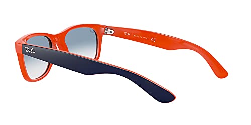 Ray-Ban RB2132 New Wayfarer Square Sunglasses, Blue On Orange/Clear Gradient Blue, 52 mm