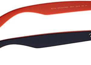 Ray-Ban RB2132 New Wayfarer Square Sunglasses, Blue On Orange/Clear Gradient Blue, 52 mm