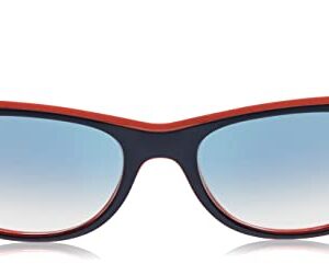 Ray-Ban RB2132 New Wayfarer Square Sunglasses, Blue On Orange/Clear Gradient Blue, 52 mm