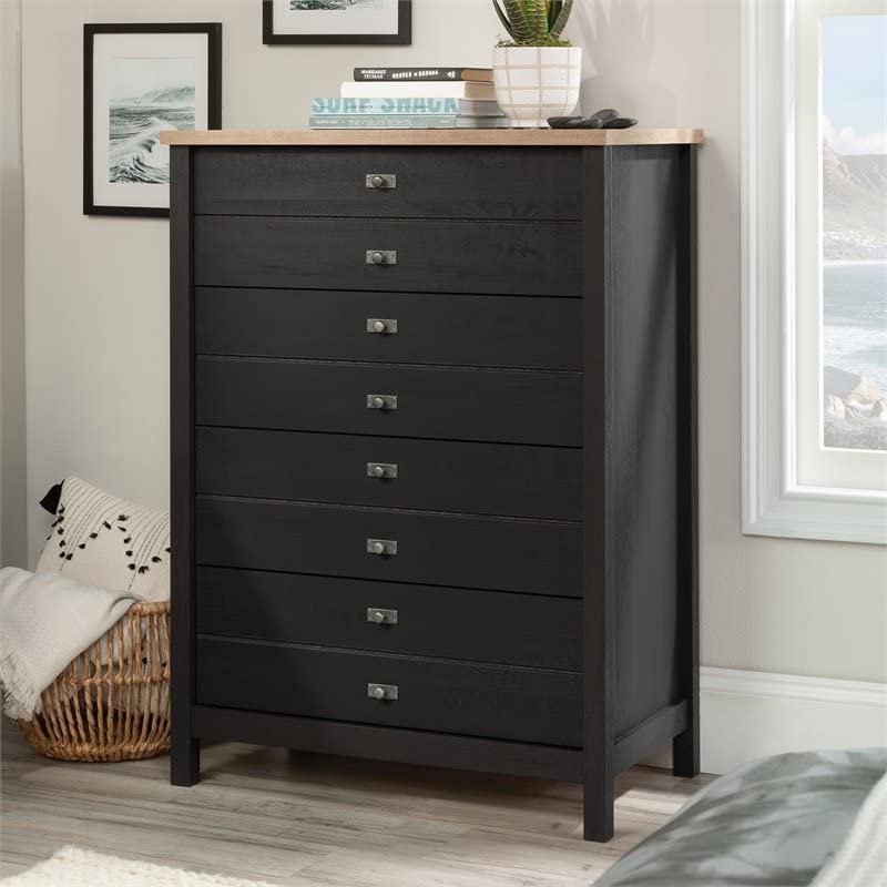 Sauder Cottage Road 4-Drawer Chest/Dresser in Raven Oak, Raven Oak Finish