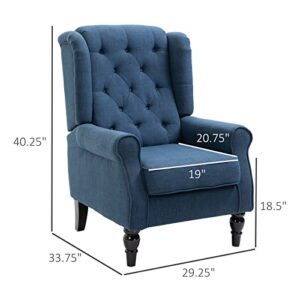 HOMCOM Button-Tufted Accent Chair with High Wingback, Rounded Cushioned Armrests and Thick Padded Seat, Blue