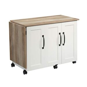 sauder miscellaneous craft cart, l: 39.29″ x w: 19.49″ x h: 28.54″, soft white finish