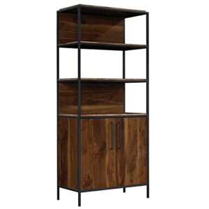 sauder nova loft bookcase with doors, l: 33.07″ x w: 17.32″ x h: 75.98″, grand walnut finish