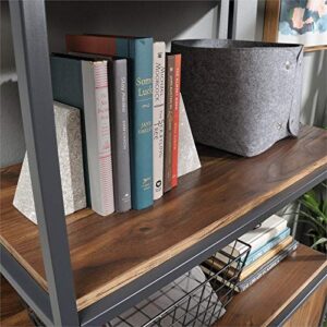 Sauder Nova Loft Bookcase with Doors, L: 33.07" x W: 17.32" x H: 75.98", Grand Walnut Finish