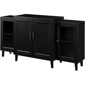 walker edison 4-door tiered modern-sideboard-buffet stand for storage, 62, black