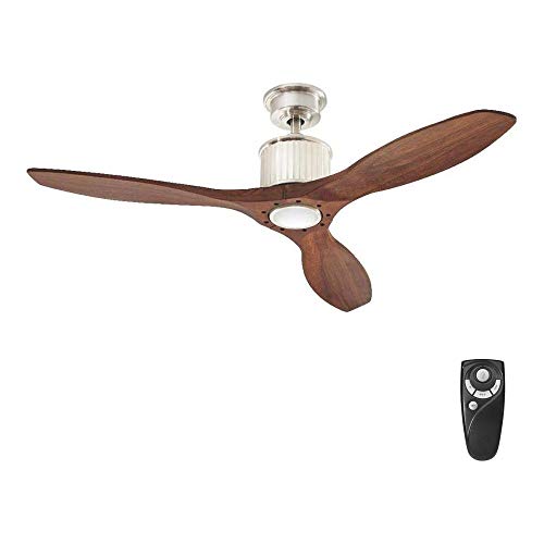 Home Decorators Collection Reagan 52 Inch LED Indoor Brushed Nickel Ceiling Fan with Light Kit and Remote Control