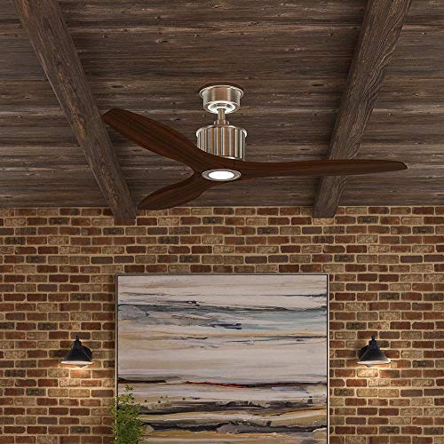 Home Decorators Collection Reagan 52 Inch LED Indoor Brushed Nickel Ceiling Fan with Light Kit and Remote Control