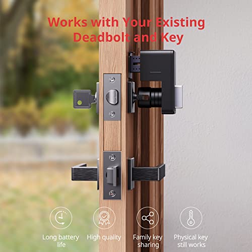 SwitchBot WiFi Smart Lock with Keypad Touch, Fingerprint Door Lock, Keyless Entry Door Lock, Bluetooth Electronic Deadbolt, Remote Control, IP65 Weatherproofing, Fits Your Existing Deadbolt