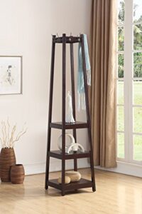 roundhill furniture vassen coat rack with 3-tier storage shelves, espresso finish