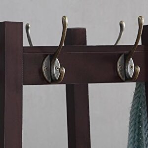 Roundhill Furniture Vassen Coat Rack with 3-Tier Storage Shelves, Espresso Finish