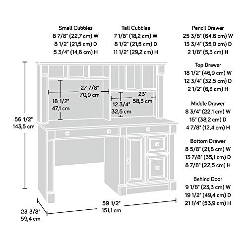 Sauder 424814 Palladia Computer Desk with Hutch, Split Oak Finish