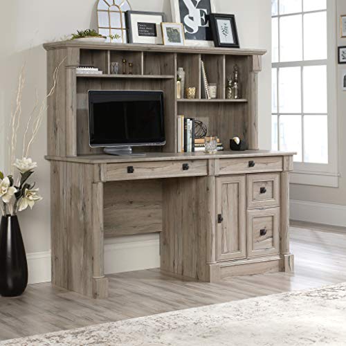 Sauder 424814 Palladia Computer Desk with Hutch, Split Oak Finish