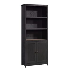 sauder cottage road library with doors, l: 29.29″ x w: 13.98″ x h: 71.50″, raven oak finish