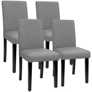 furmax dining chairs urban style fabric parson chairs kitchen living room armless side chair with solid wood legs set of 4 (gray)