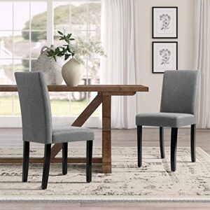 Furmax Dining Chairs Urban Style Fabric Parson Chairs Kitchen Living Room Armless Side Chair with Solid Wood Legs Set of 4 (Gray)