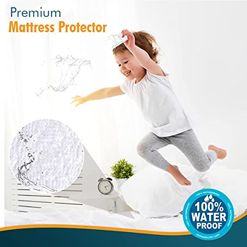 PlushDeluxe Waterproof Mattress Protector, Breathable Soft Cotton Terry Surface (Twin)