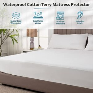 PlushDeluxe Waterproof Mattress Protector, Breathable Soft Cotton Terry Surface (Twin)