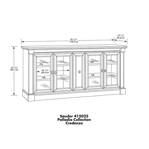 Sauder Palladia Credenza, For TV's up to 70", Select Cherry finish