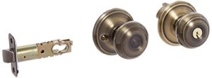 schlage f80-geo georgian storeroom door knob set, antique brass