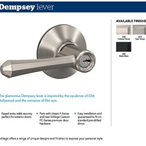 SCHLAGE F51A DMP 622 RWD Dempsey Lever with Rosewood Trim Keyed Entry Lock, Matte Black