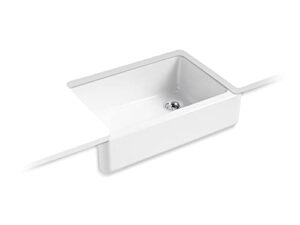 kohler k-5827-0 whitehaven farmhouse self-trimming undermount single-bowl sink with tall apron, white 9.63 x 21.56 x 32.69 inches