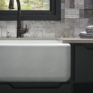 KOHLER K-5827-0 Whitehaven Farmhouse Self-Trimming Undermount Single-Bowl Sink with Tall Apron, White 9.63 x 21.56 x 32.69 inches