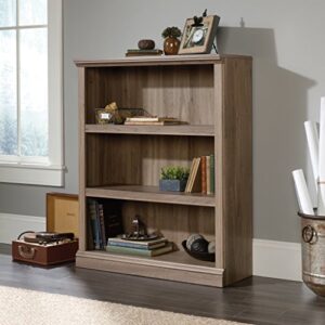 Sauder Harbor View Computer Desk with Hutch, Salt Oak Finish & Sauder Select Collection 3-Shelf Bookcase, Salt Oak Finish