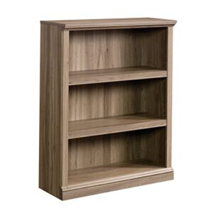 Sauder Harbor View Computer Desk with Hutch, Salt Oak Finish & Sauder Select Collection 3-Shelf Bookcase, Salt Oak Finish