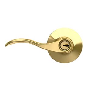 Schlage F51A ACC 505 Accent Door Lever, Keyed Entry Lock, Bright Brass