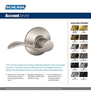 Schlage F51A ACC 505 Accent Door Lever, Keyed Entry Lock, Bright Brass