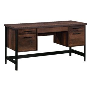 sauder briarbrook engineered wood and metal computer desk in barrel oak