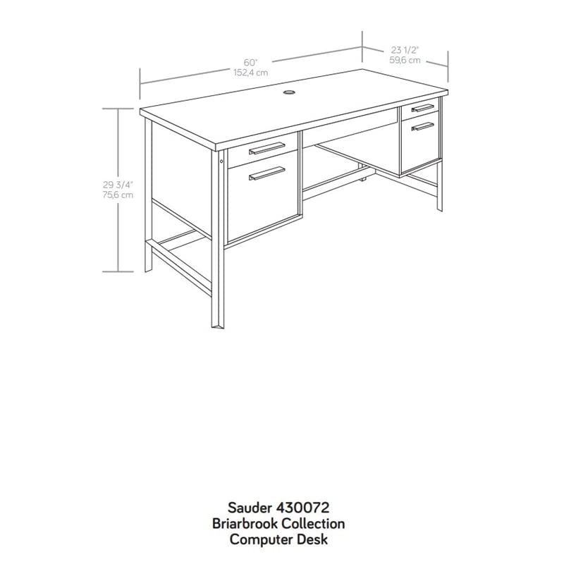 Sauder Briarbrook Engineered Wood and Metal Computer Desk in Barrel Oak